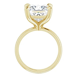 Handmade Solid Gold Engagement Ring, 5 Carats Princess Cut Moissanite Solitaire Ring, Wedding / Bridal Rings for Women/Her, Anniversary Propose Gifts Ring, 925 Silver, 10K/14K/18K (925 Silver (Yellow Gold Plated))