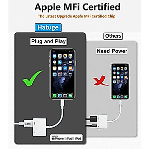 Apple Lightning to HDMI Adapter, Digital AV Audio Dongle, 1080P Sync Screen Cable for iPhone, iPad, iPod to TV/Projector/Monitor, MFi Certified Video Converter