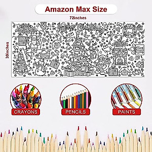OHOME Christmas Giant Coloring Poster/Tablecloth-Christmas Crafts for Kids-30 x 72 Inches Jumbo Paper Coloring Banner for Kids Activities Games Party Decorations