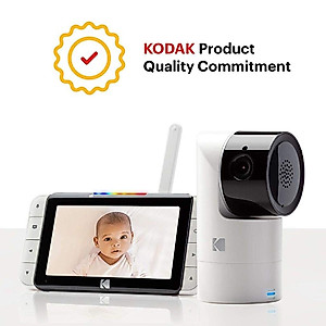 KODAK Cherish C525IR Video Baby Monitor and Mobile App - Remote Tilt, Pan and Zoom, HD Baby Camera, 5” HD Parent Unit, Infrared Night Vision, Camera Battery for Wireless, Long Range and 2-Way Talk