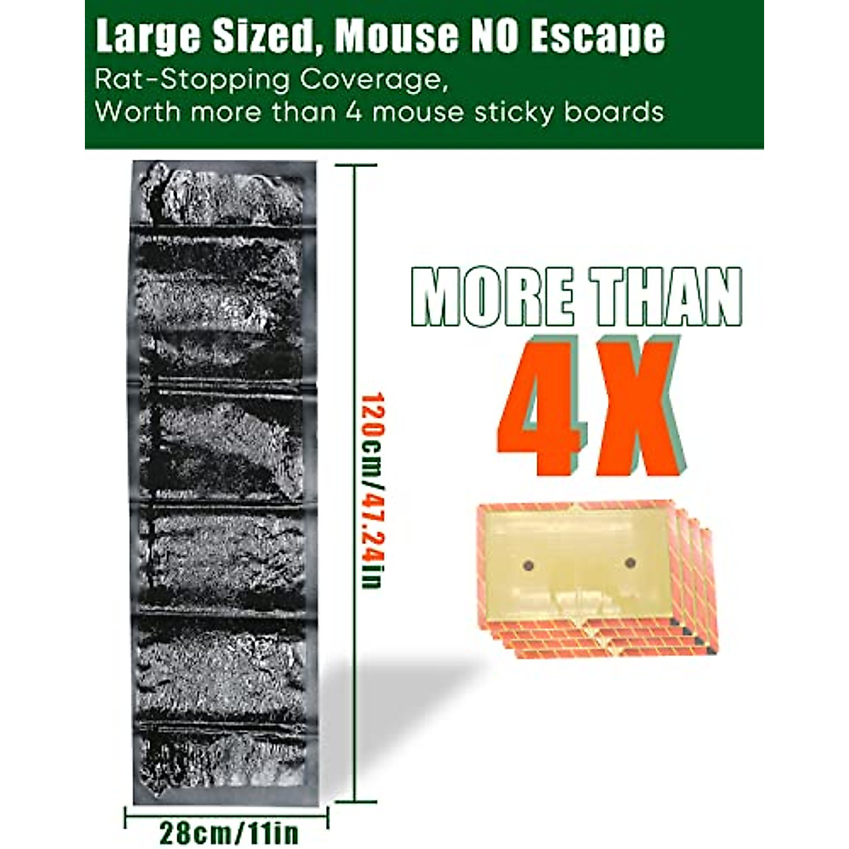 SEEKBIT 6 Pack Rat Sticky Traps, Black Fabric Material Catching Mouse Glue Trap for Mice and Rats, Enhanced Stickiness Trapping Pads Work for Snakes Spiders Roaches House - 47.2x11