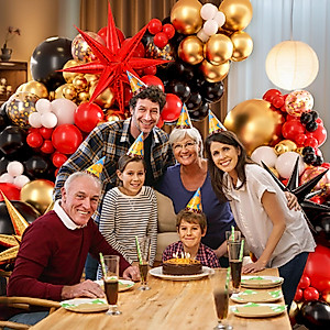 Red Black and Gold Balloons Garland Arch Kit, Red and Black Party Decorations with Gold White Balloons Confetti Latex Balloons for Graduation Anniversary Casino Movie Night Birthday Party Decorations