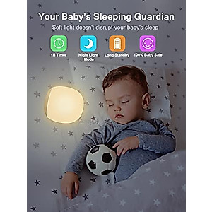 EASEMO Night Light for Kids Room, Baby Night Light with Touch Control, Rechargeable Magnetic Nursery Lamp with RGB Color & Stepless Dimming with 1 Hour Timer for Breastfeeding Bedroom, Child Gifts
