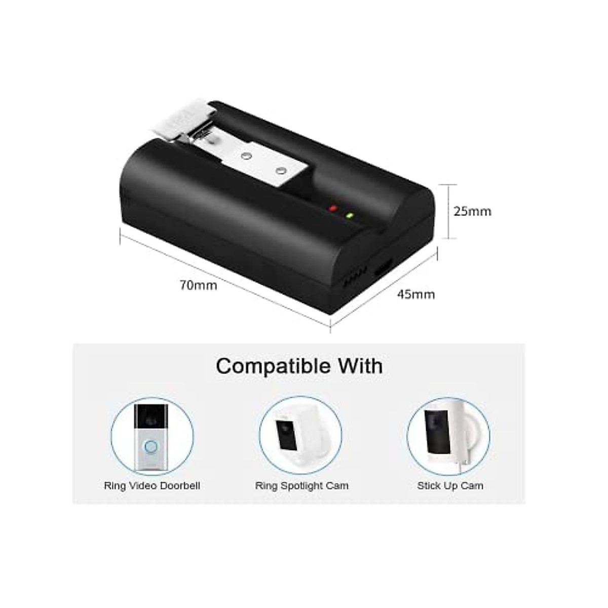 S7 3.65V Rechargeable Li-Ion Battery with Charger Compatible with Video Door Bell 2/3 Camera Battery 6040mAh