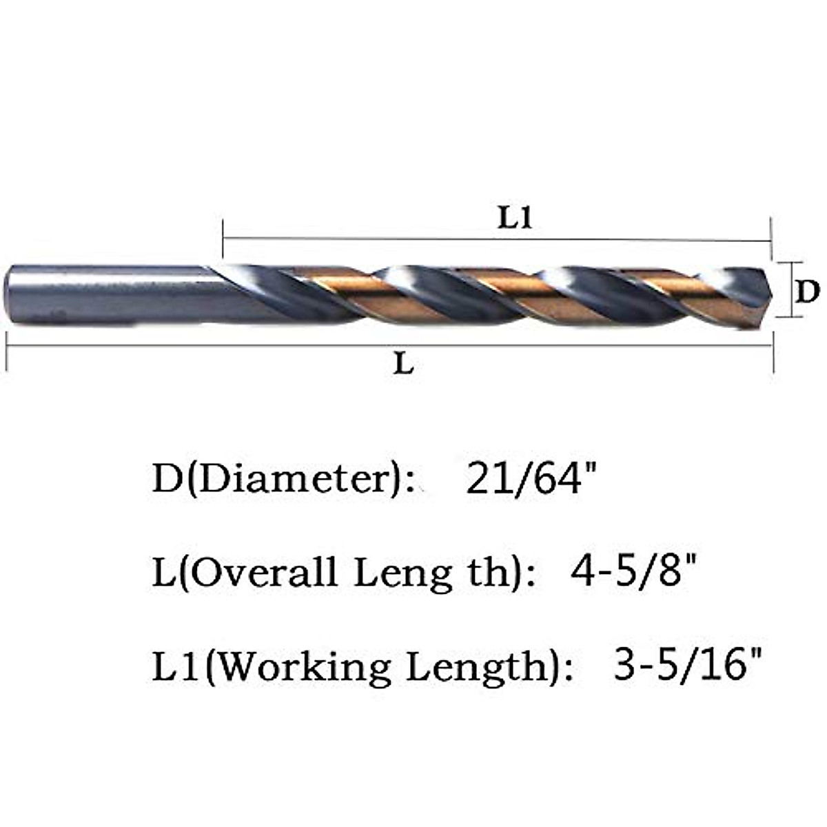 6 PCS, 21/64", Black and Gold, Drill Bits