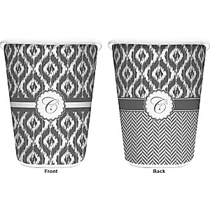 YouCustomizeIt Personalized Ikat Waste Basket - Double Sided (White)