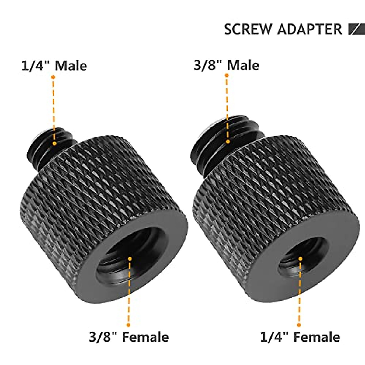 Camera Screw Adapter Thread 1/4" Male to 3/8" Female and 3/8" Male to 1/4" Female Adapter Set for Camera Monitor, Tripod, Mount