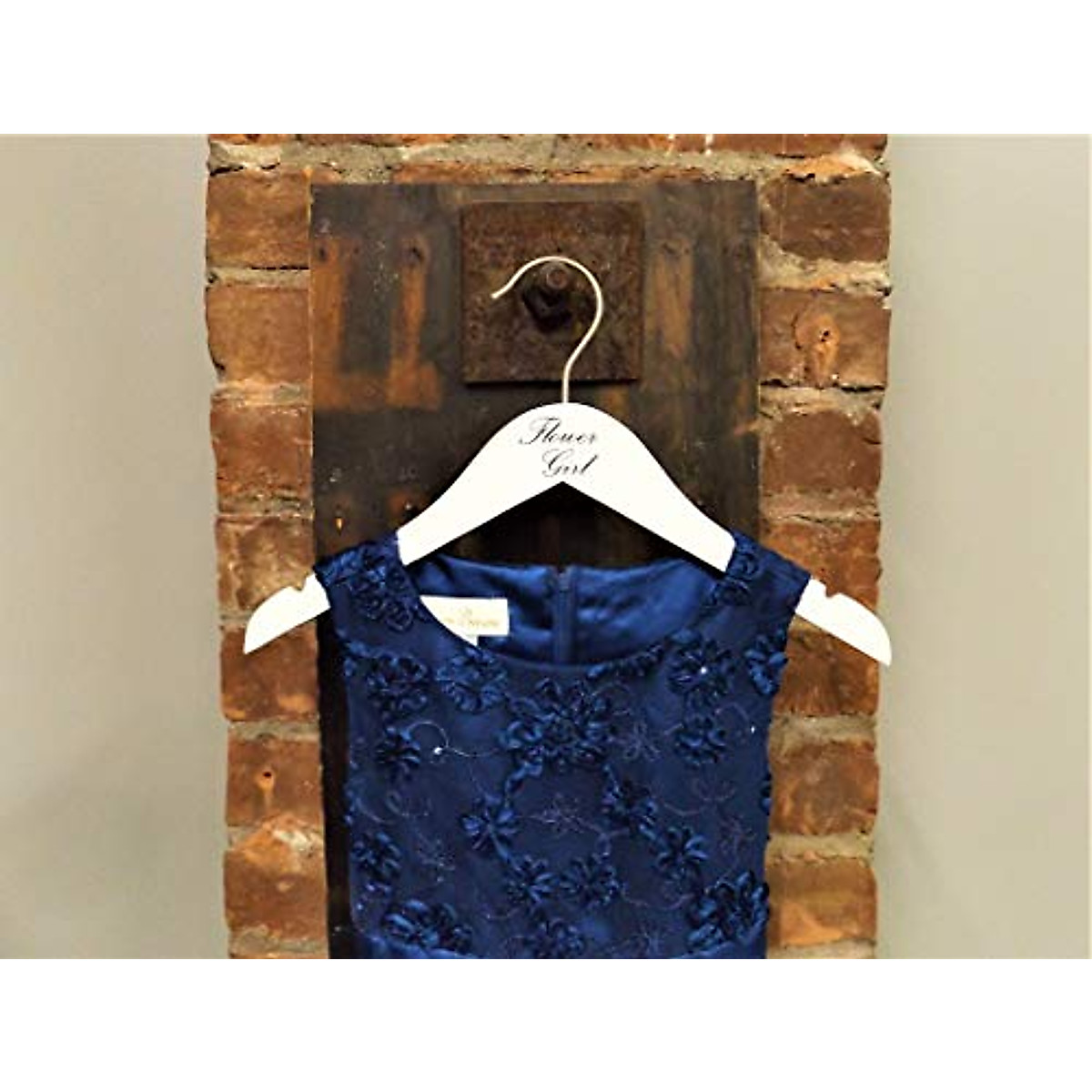 NAHANCO FG20114 Bridal Hanger, White Wood Hanger with Black Imprint (Flower Girl), 14” (1 Piece)