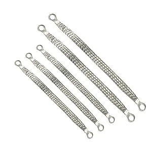 Universal Flat Braided Copper Ground Strap,Professional Vehicle Grounding Cable Straps with Terminals Plugs,Tinplate Silver Color Automotive Engine Copper Ground Strap for Most Cars