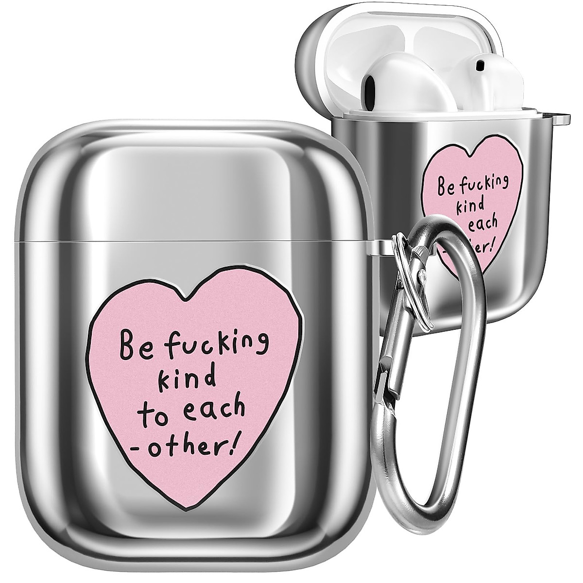 Ayochan for AirPods 2nd/1st Generation Case Cover for Women Cute Love Heart Funda Girly Pretty Aesthetic Kawaii Unique Design with Keychain Protector Estuche Soft TPU for Apple AirPod 2/1 Gen Cases