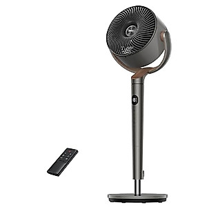 Dreo Fan for Bedroom, 120°+105° Omni-directional Oscillating Standing Fan, DC Motor, Quiet Pedestal Fans, 8 Speeds, 6 modes, 25dB, 43'' Air Circulator for Whole Room, Adjustable Height, Smart Control