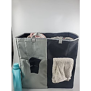 130l Laundry Basket Clothes Hamper Organizer Sorter Foldable Dark & Light Storage Basket Waterproof Durable (26x 16x 24") Washing Dirty Cloth Bag for Bathroom Bedroom Garage (2 Sections)