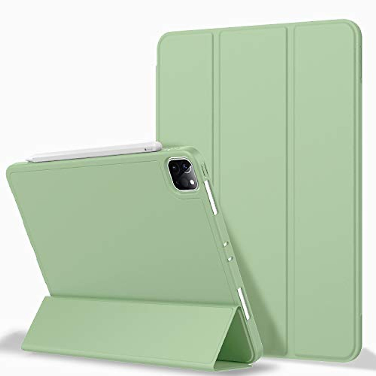 ZryXal 2024 iPad Pro 11 Inch Case (5th Generation) with Pencil Holder, Smart iPad Case [Support Touch ID and Auto Wake/Sleep] with Auto 2nd Gen Pencil Charging (Old Matcha Green)