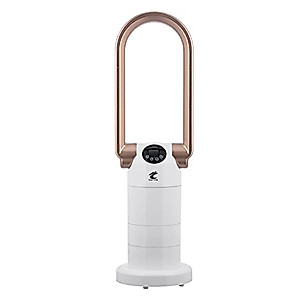 Bladeless Fan and HEPA Air Purifiers Combo, 29 inch Tower Fan with Remote, 120° Oscillating & 270° Tilt Head Table Fan, 9 Speeds 9 HoursTimer Air Circulator for Home Office Bedroom, White/Gold