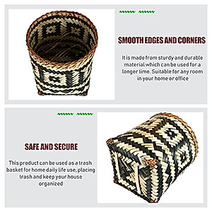 Operitacx Wicker Planter Cover Weaving BIn Bamboo Woven Plant Pot Small Trash Can Woven Wastebasket Magazine Holder Flower Arrangement Holder for Living Room Organizer Bamboo Basket Wicker Waste