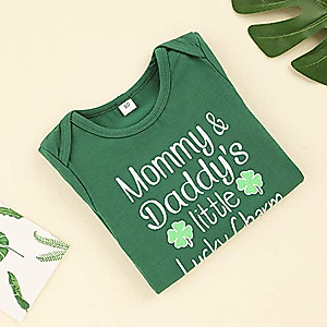 St. Patrick's Day Toddler Boys Girls Clothes Clover Tattoo T-Shirt Mommy and Daddy’s Lucky Charm Shirt Fashion Tees Tops(18-24 Months)