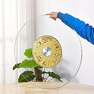 ORNBDDM Tabletop Rotating Serving Tray,Tempered Glass Lazy Susan Turntable,Transparent Tempered Glass Round Turntable,Large Tabletop Rotating Serving Tray 70cm B