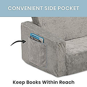 Delta Children Serta Perfect Extra Wide Convertible Sofa to Lounger, Comfy 2-in-1 Flip Open Couch/Sleeper for Kids, Grey