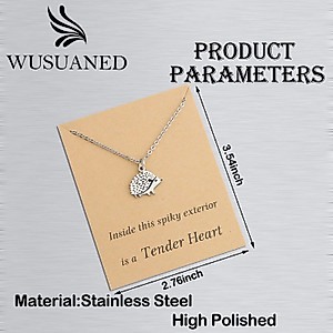 WUSUANED Cute Animal Necklace Hedgehog Pendant Necklace Hedgehog Charm Jewelry For Women Hedgehog Lover Gifts (Hedgehog charm necklace)