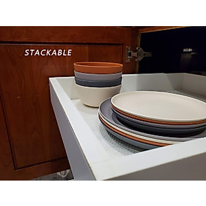 1 Click Bamboo Fiber Bowls, Set of 4, Multicolor, Dinnerware, Reusable,15 oz, Dishwasher Safe, For Salad, Soup, Cereal, Pasta, Snack. For Party, Events, Everyday Use, Outdoor