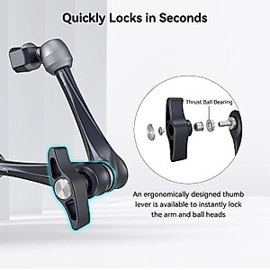 SMALLRIG Rosette Magic Arm 11 Inch with Ball Head, 1/4"-20 Screws, and Anti-Twist Pins, for Cameras/iPads/Monitors/LED Lights/Smartphones/Action Cameras, Max Load Capacity 3kg - 3959