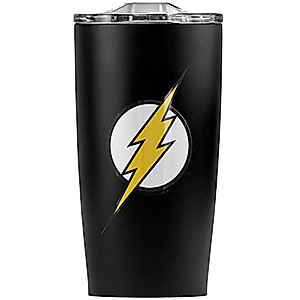 DC Comics Justice League Flash Logo Stainless Steel Tumbler 20 oz Coffee Travel Mug/Cup, Vacuum Insulated & Double Wall with Leakproof Sliding Lid | Great for Hot Drinks and Cold Beverages