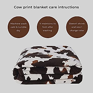 Shop LC Homesmart Brown Cow Print Blanket Queen Size Microfiber Soft Cow Print Stuff Throw Blanket Western Fleece Cow Blanket Bedding Home Room Decor Cow Gifts 78.7" Lx59 W