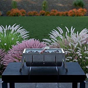 Fire Sense 63724 Stainless Steel Foldaway Charcoal Grill Heavy Duty Stainless Steel Construction For Outdoor Barbecues Camping Tailgating Traveling Charcoal Grate & Carry Bag Included