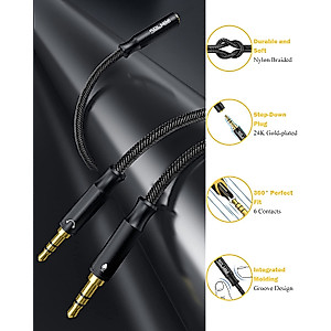 SOLMIMI Bundle Headset Splitter Cable with 4 Pole TRRS Headphone Extension Cable 4FT