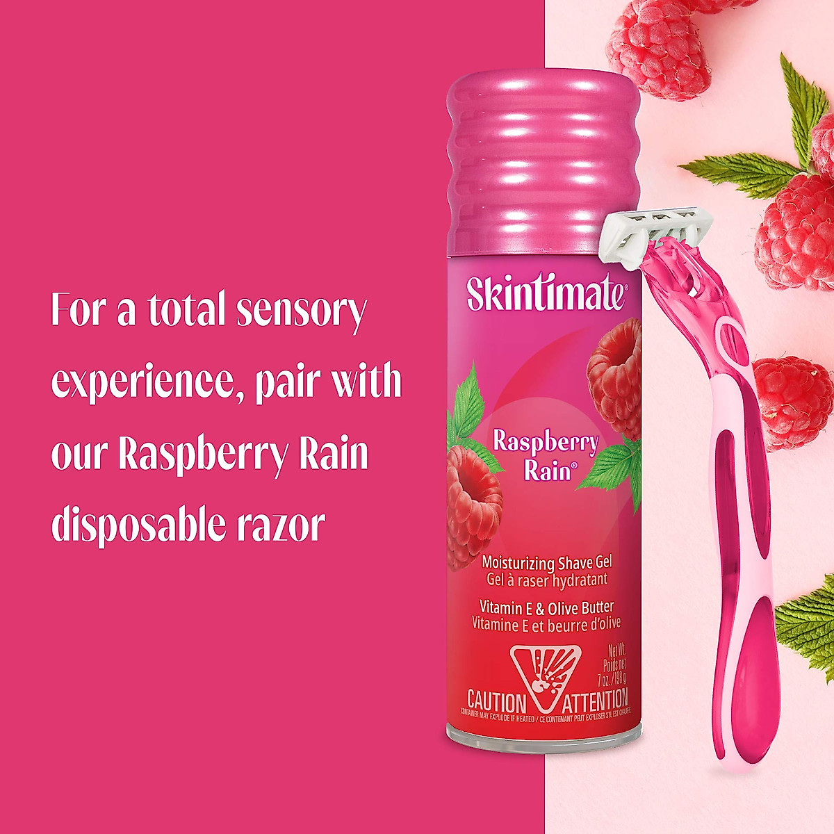 Skintimate Signature Scents Moisturizing Shave Gel for Women Raspberry Rain with Vitamin E and Olive Butter - 2.75 Ounce(Packaging May Vary)