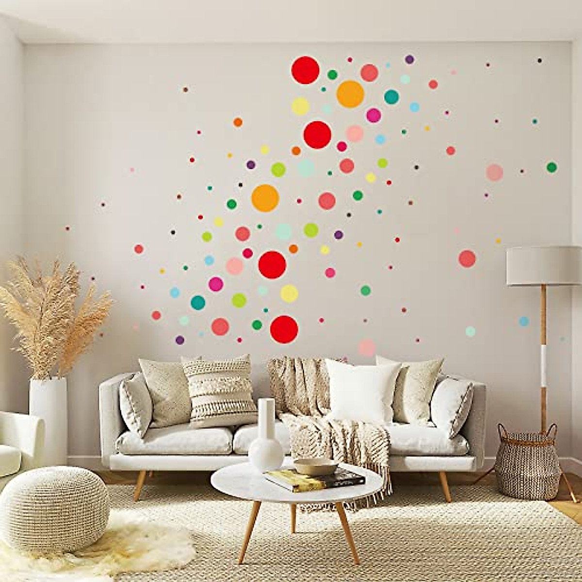 Polka Dot Wall Decals Peel and Stick, Removable Wall Stickers for Kids Girls Bedroom Playroom Living Room, Classroom Nursery Boho Rainbow Wall Decals, No Residue, 8 Size 108pcs Multicolor - Jesiramoo