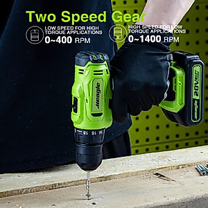 Meagle Cordless Drill, 20V Power Drill set with Battery & charger, 2 Variable Speed Electric Power Drill 18+1 Torque Setting, 3/8” Chuck with Drill Bits& Tool Bag