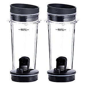 16oz Blender Cup Set 6pcs Replacement Parts Compatible with Ninja Single Serve Cup with Lid and Seal Lid Compatible with Nutri Ninja Series for QB3000 BL770 BL780 BL660 BL740 BL810 Blenders