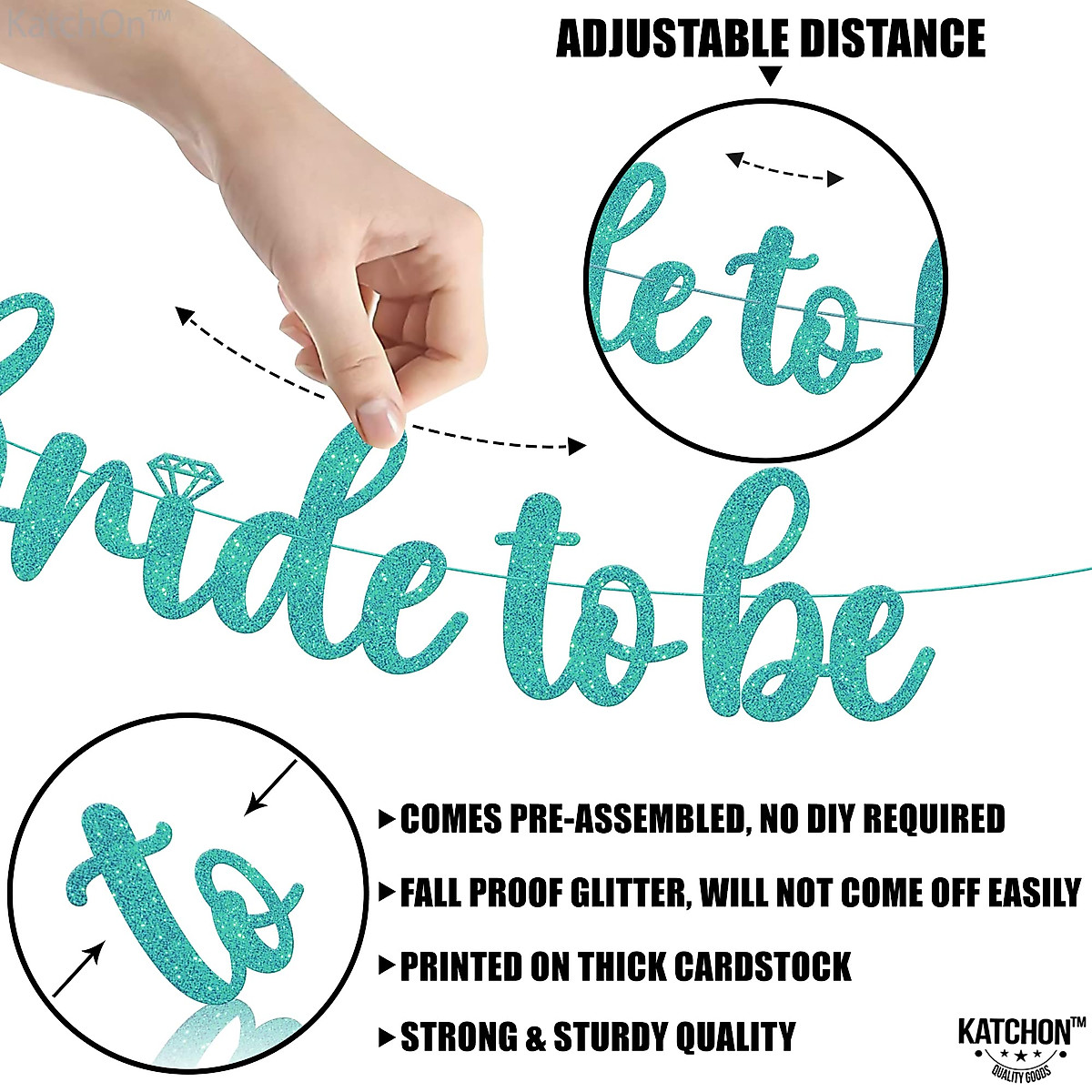 KatchOn, Blue Glitter Bride To Be Banner - 10 Feet, No DIY | Blue Bride to Be Sign for Bachelorette Party Decorations | Bridal Shower Banner for Bridal Shower Decorations | Bride To Be Decorations