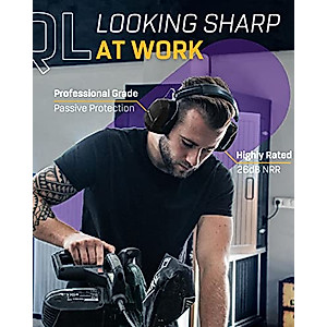 Vanderfields Ear Protection Earmuffs - Shooting Ear Muffs for Noise Cancelling - Passive Reduction for Safety Hearing - Adult Headphones for Lawn Mowing, DIY, Construction, Woodworking -Midnight Black