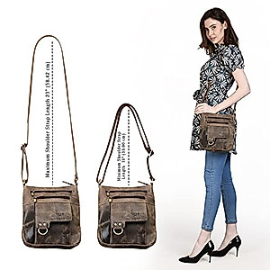 LUXEORIA Genuine Leather Crossbody Sling Bag for Women Men Rustic - Hunter Brown
