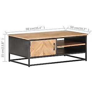 QJBSAVVA Coffee Table 35.4"x19.7"x13.8" Solid Acacia Wood,Entrance Table Tray Tables Center Table Low Table Suitable for Meeting Rooms, Reception Rooms, Offices