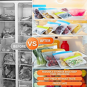 LISOVEVRR Reusable Storage Bags, 6 Pack Reusable Gallon Freezer Bags BPA Free Food Bags Leakproof Silicone Bag for Marinate Meats, Cereal, Sandwich, Snack, Home Organization