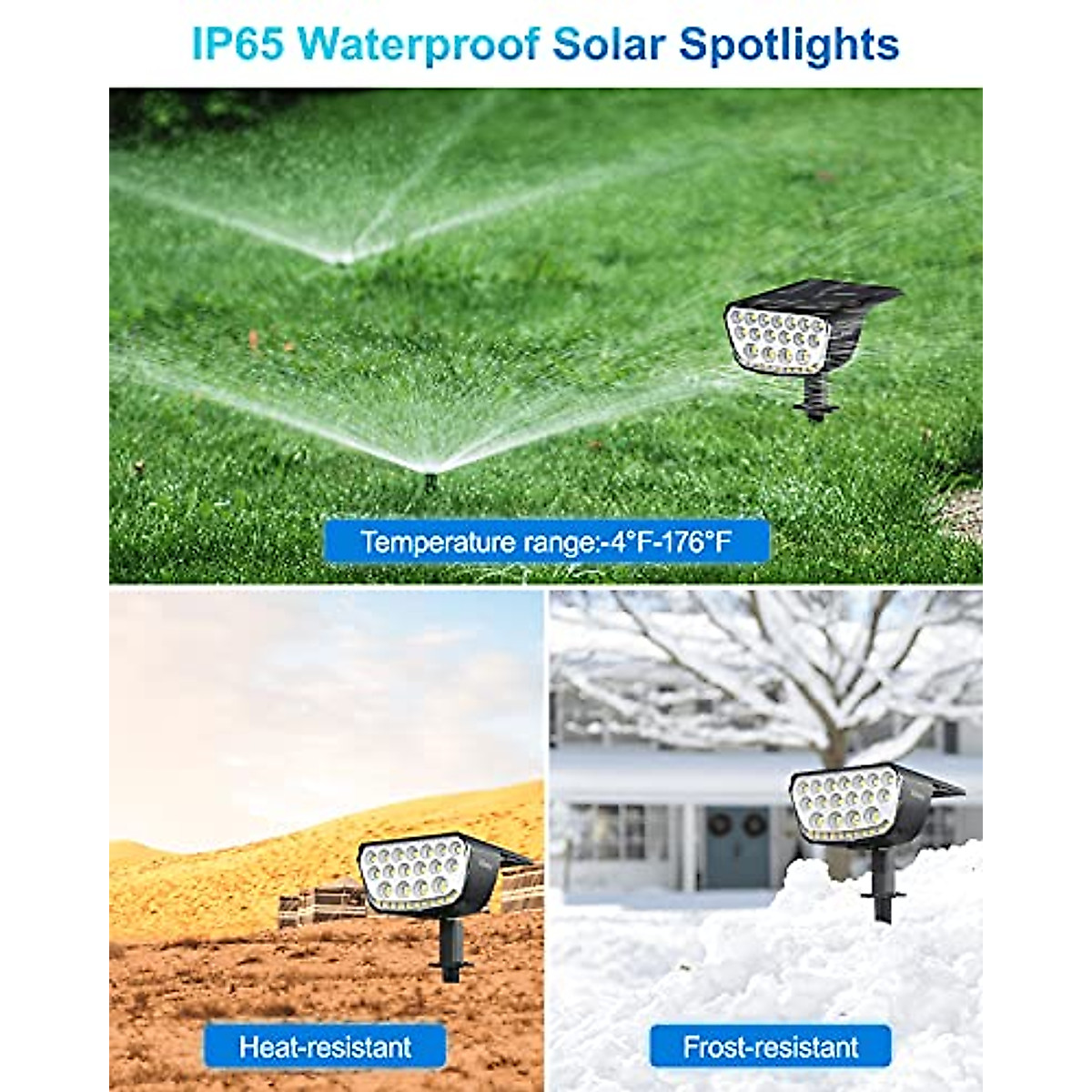 Xibolar Solar Spot Lights Outdoor [2 Pack], 32 LED Solar Powered Landscape Spotlights, IP65 Waterproof Solar Outdoor Lights, Auto On/Off 2 Modes Lighting for Yard Pathway Porch Patio(Cool White)