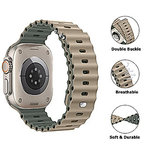 Anlinser Bands Compatible with Apple Watch Band 49mm 45mm 44mm 42mm, Adjustable Sport Loop Designed for Apple Watch Ultra 2/Ultra SE Series 9 8 7 6 5 4 3 (Khaki/Gray Green)