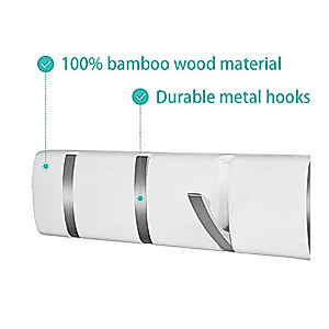 BonusAll Wall Mounted Floating Rack Coat Rack Wall Hook Space-Saving Coat Hanger with 5 Retractable, White