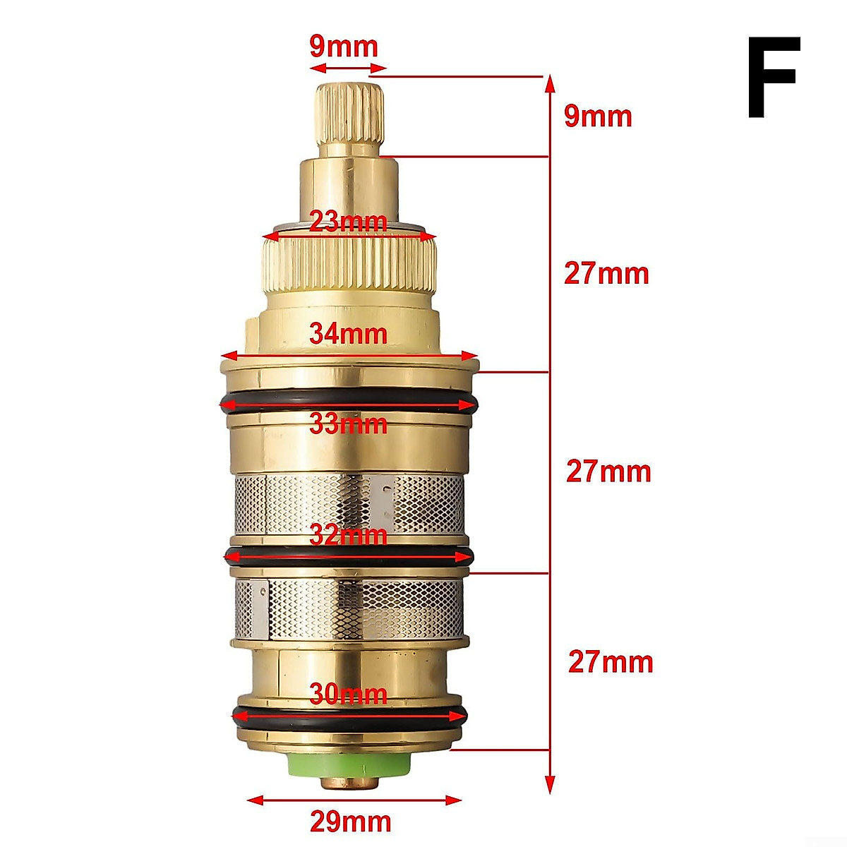 Cartridge for Thermostatic Valve, Brass Replacement Thermostat Cartridge Bath Mixer Faucet Shower Valve Repair Kit, Shower Valve Cartridge Assembly(F)