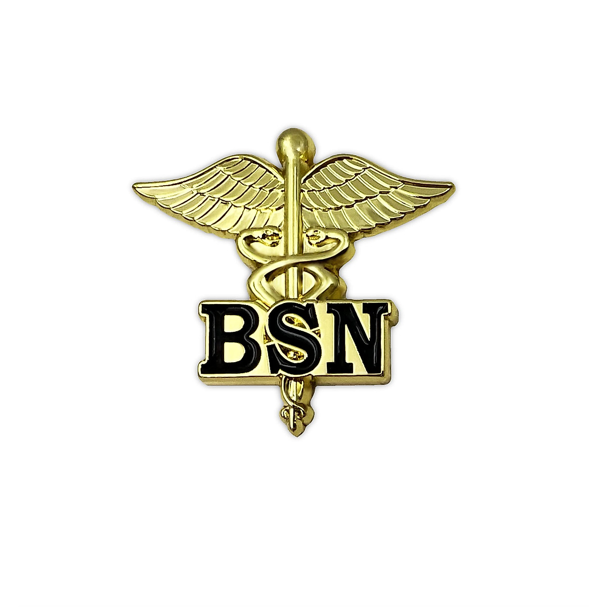 Bachelor of Science in Nursing Emblem Lapel Pin - Letters on Caduceus Brooch - BSN Medical Ceremonie Clip (BSN)