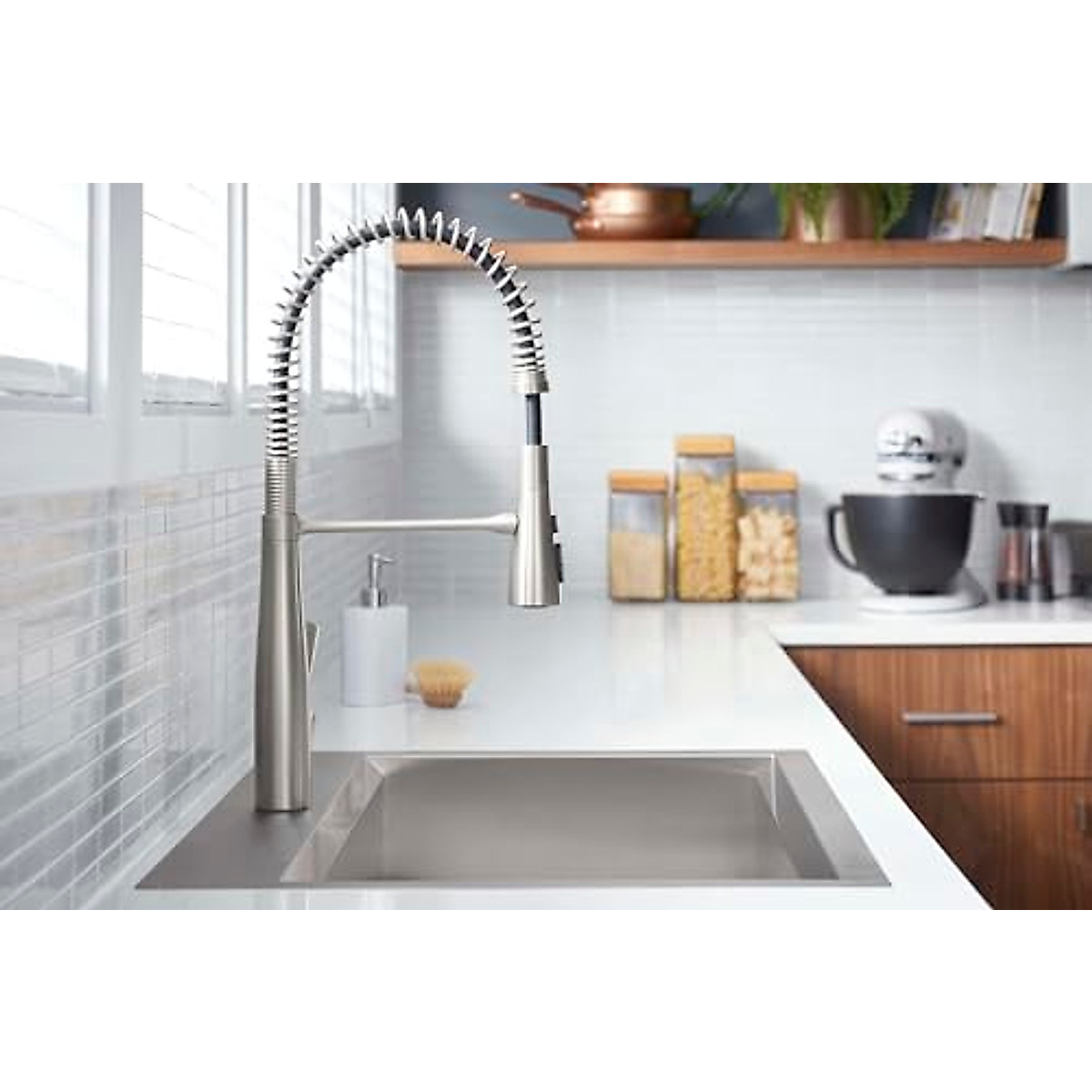 KOHLER K-REC22745-SD-2MB Semi-Professional Kitchen Faucet with Soap Dispenser, Vibrant Brushed Moderne Brass