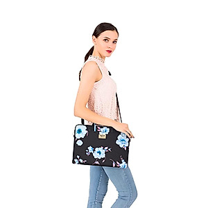 MOSISO Laptop Shoulder Bag Compatible with MacBook Air 15 inch M2 A2941 2023/Pro 16 inch M3 M2 M1 2023-2019, 15-15.6 inch Notebook, Sampaguita Flower Carrying Briefcase Sleeve with Belt