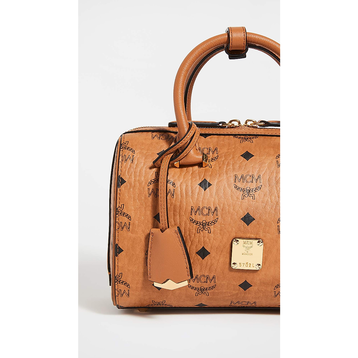 MCM Women's Essential Visetos Original Boston 23 Bag, Cognac, Brown, Tan, Print, One Size
