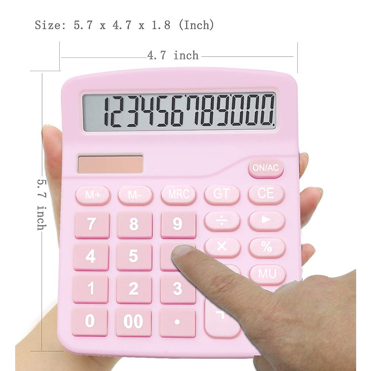 Calculators, BESTWYA 12-Digit Dual Power Handheld Desktop Calculator with Large LCD Display Big Sensitive Button (Pink, Pack of 1)