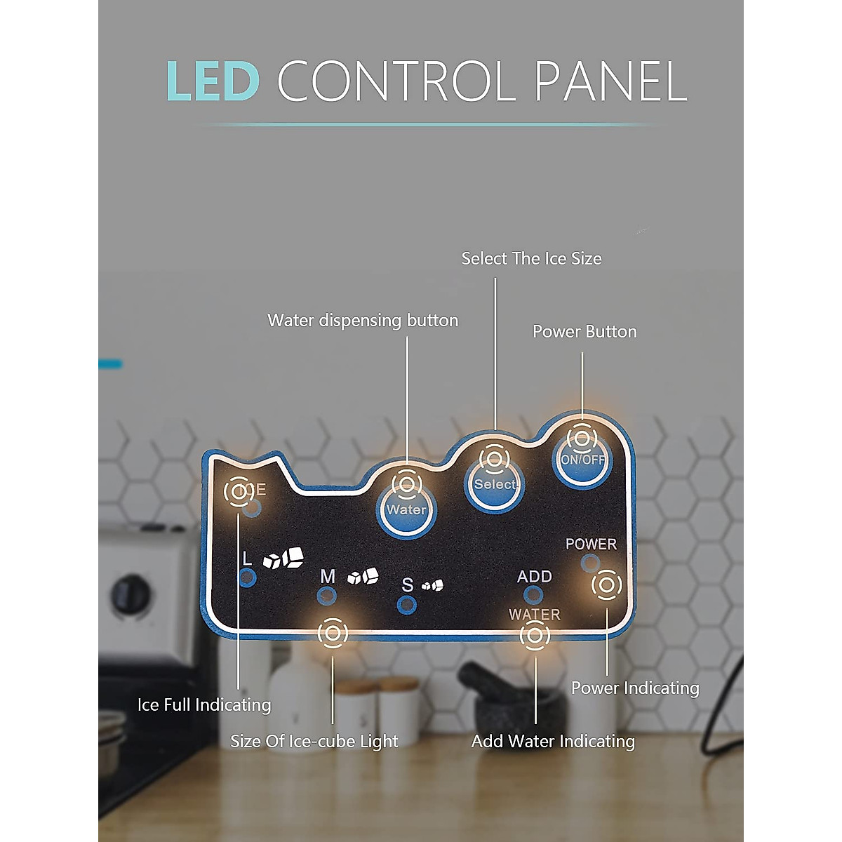 2 in 1 Ice Maker Countertop, 48LBS/24H Automatic Ice Stainless Steel Machine with Water Dispenser, ready in 8 Minutes, with Ice Scoop and 2.6 lb Ice Storage