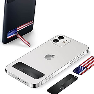 CreFur Thin Phone Stand, Ultra-Thin Kickstand for Cell Phone Case Horizontal/Vertical Desk Stand Holder for iPhone Galaxy Cellphone Black (2pcs)