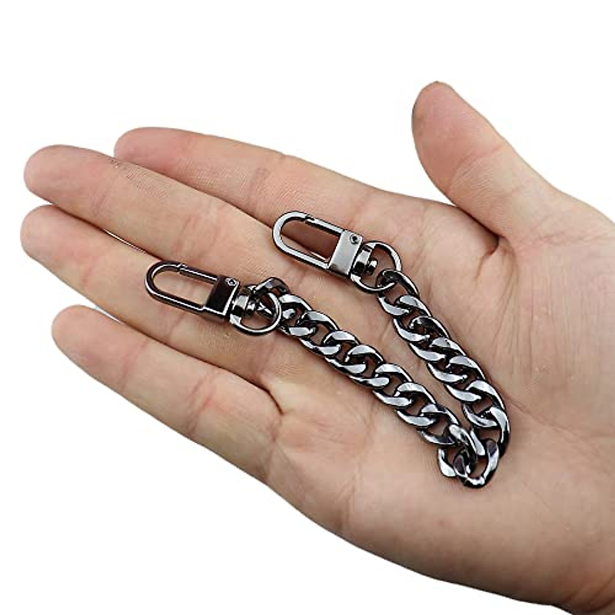 HEEHEE 7.9" (20cm) Purse Chain Strap Extender, Sturdy Flat Iron Replacement Chain with Buckles, Comfortable Shoulder Crossbody Strap for Handbags, Upscale Color Black Tone, 1 PCS
